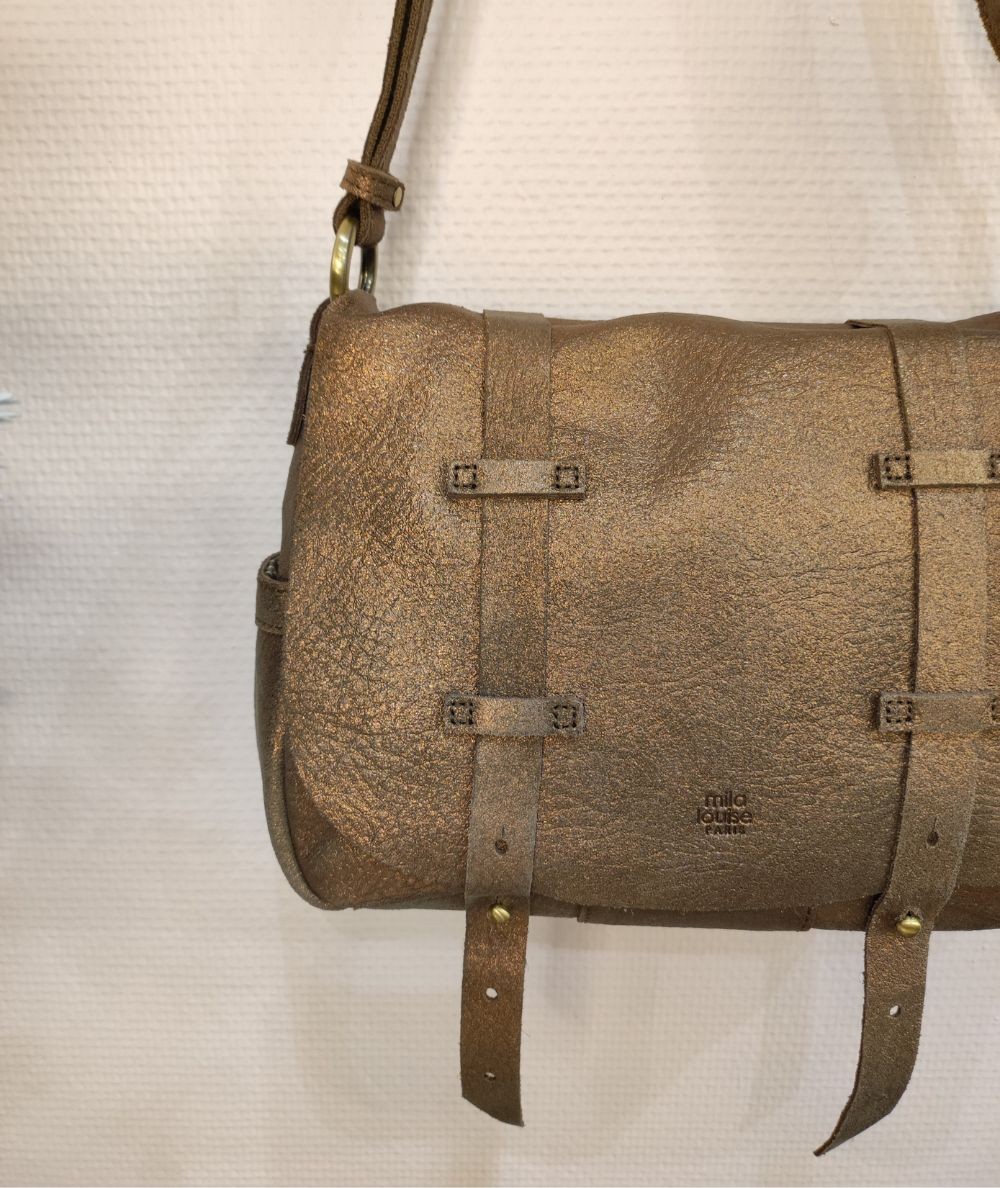 Sac besace en cuir irisé Bess NG Bronze Mila Louise