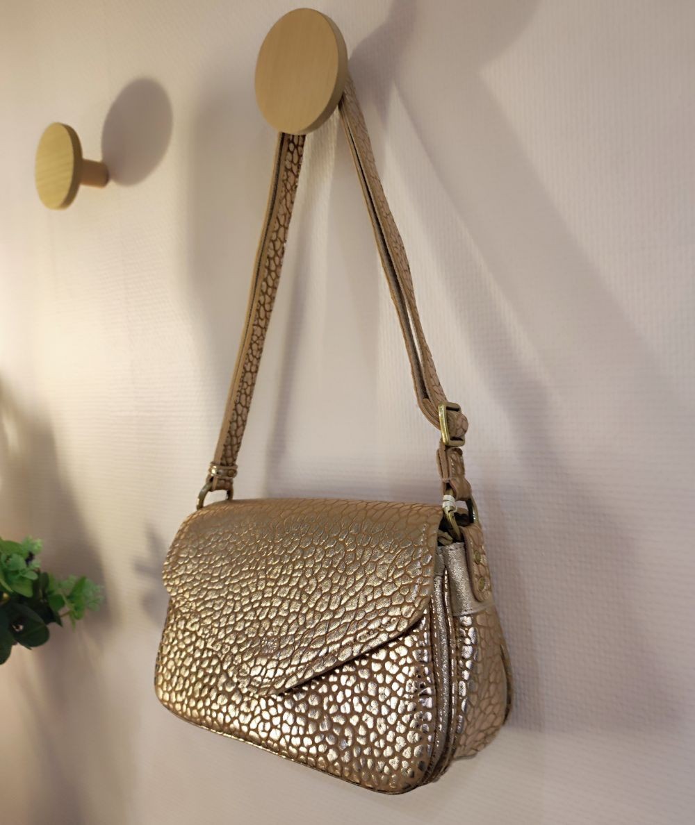 Sac en cuir bubble irisé Robi nude J Mila Louise